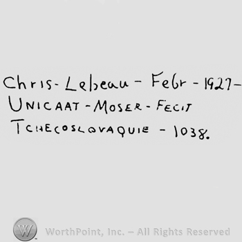 Mark with The text "Chris - Lebeau - Febr - 1927 | #110502
