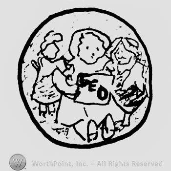 Mark with Three stylized puppets holding a banner | #114329