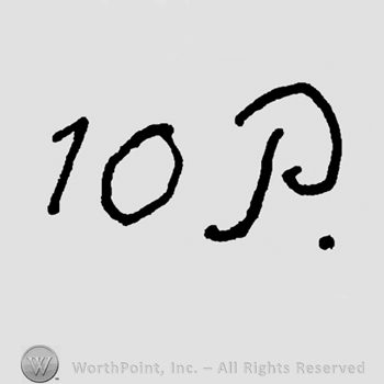 Mark with Number 10 and uppercase handwritten P | #114909