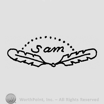 Mark with The word "Sam", two feathers and dots. | #118501