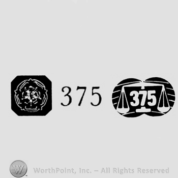 Mark with A rose, the number "375" and a scale. | #123028