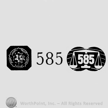 Mark with A rose, the number "585" and a scale. | #123029