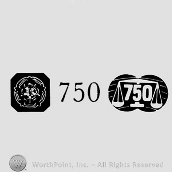 Mark with A rose, the number "750" and a scale. | #123030