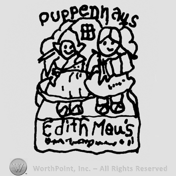 Mark with Stylized boy and girl puppet smiling, | #131743