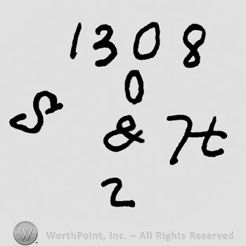 Mark with Number 1308 over uppercase D, uppercase | #132189