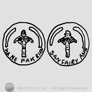 Mark with Two round designs with stylized puppet | #132468