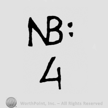 Mark with NB written joined above number 4 | #136543