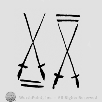 Mark with two pairs of crossed swords, two lines | #136757