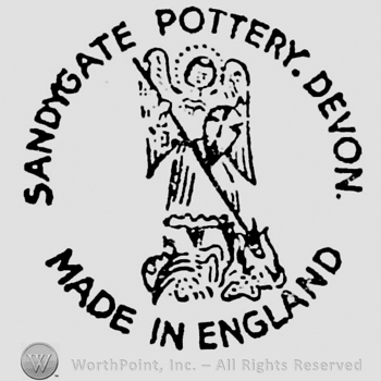 Mark with Angel killing animal. Sandygate Pottery | #139491