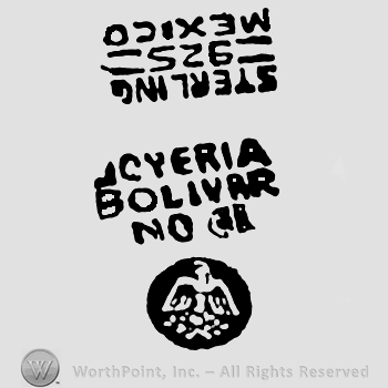 Mark with The text "STERLING 925 MEXICO JOYERIA | #142801