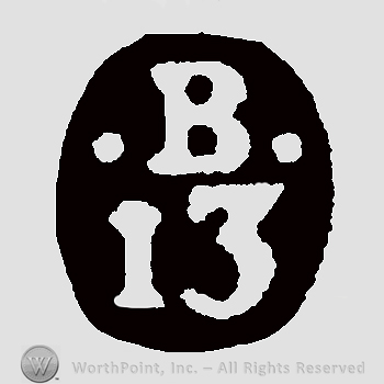 Mark with Initial B between two dots, above | #146108
