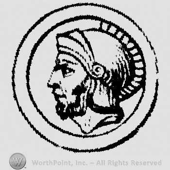 Mark with Double circle enclosing a man head with | #147369