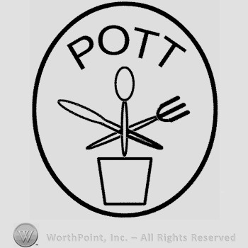 Mark with An oval, the text "POTT", a spoon, a | #152150