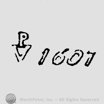 Mark with Letters P and V and number 1607. | #160551