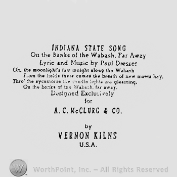 Mark with capital letters INDIANA STATE SONG | #16608