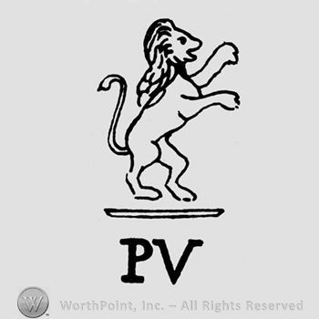 Mark with A prancing lion above the initials P V | #169048