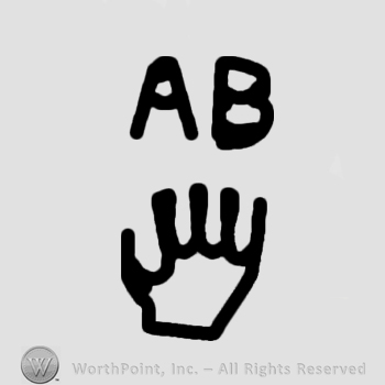 Mark with The letters "A B" and a hand. | #175643