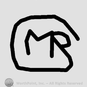 Mark with Monogram of letters "MR" and an oval. | #179904