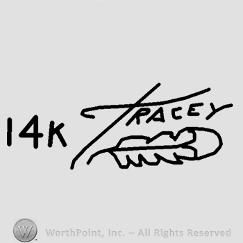 Mark with The text "TRACEY 14K" and a feather. | #180908