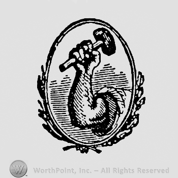 Mark with An oval, a hand and a hammer. | #189612