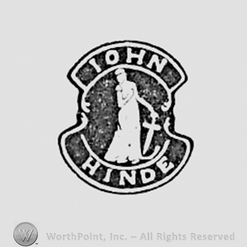 Mark with A label, the text "JOHN HINDE", a man | #194706