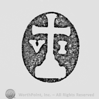 Mark with An oval, a cross and the letters "V J". | #195770
