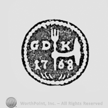 Mark with A fork, a hand, the text "GDK 1768" and | #195973