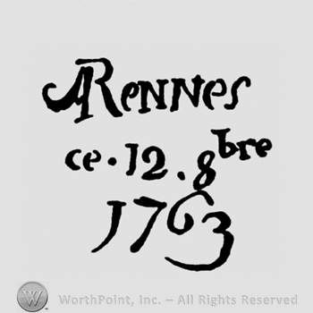 Mark with A Rennes ce 12 8 1763 written. | #211272