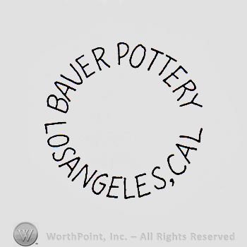 Mark with The text "'BAUER POTTERY LOS ANGELES, | #214299