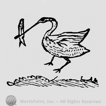 Mark with A stork with a fish in its beak | #216564