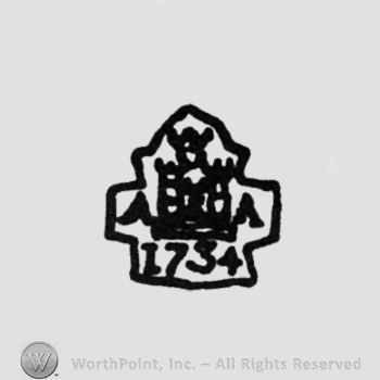 Mark with The text "AA 1734", a castle, and a | #23245