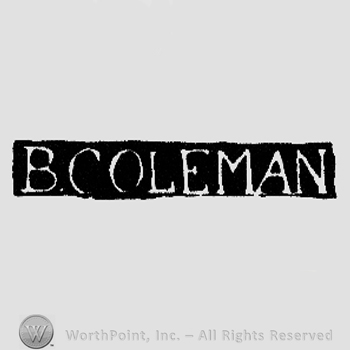 Mark with The text "B. COLEMAN". | #23509