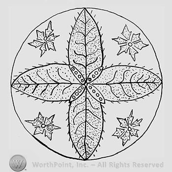 Mark with Glass Pattern: Leaf and Little Flowers; | #319172