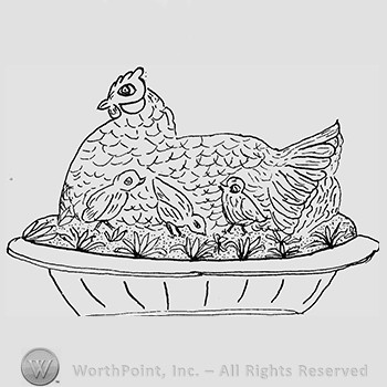 Mark with Glass Pattern: Covered Hen; bowl. | #319204