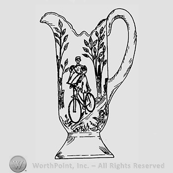 Mark with Glass Pattern: Bicycle Girl; pitcher. | #331935