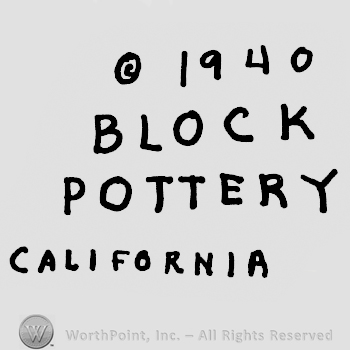 Mark with The text "1940 BLOCK POTTERY | #33348