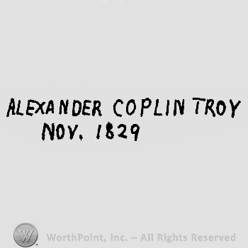 Mark with The text "ALEXANDER COPLIN TROY NOV. | #36495