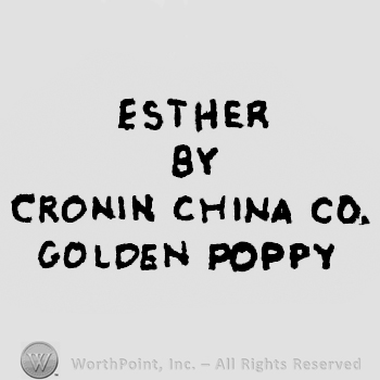 Mark with The text "ESTHER BY CRONIN CHINA CO. | #36610