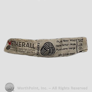 Mark with Clothing label : Wetherall. | #432153