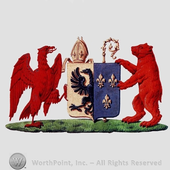 Mark with Heraldry: Yellow-Blue shield containing | #498578