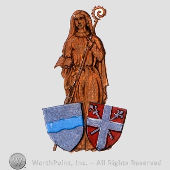 Mark with Heraldry: Yellow cloaked woman holding | #499222