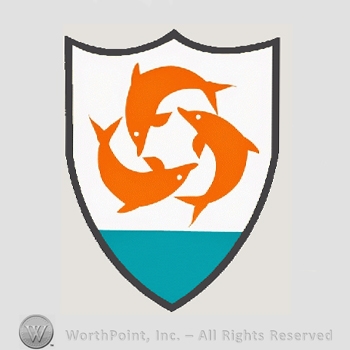 Mark with Heraldry: dolphins, sea, shield. | #522603