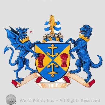 Mark with Heraldry: fish, well, rocks, shield, | #522644
