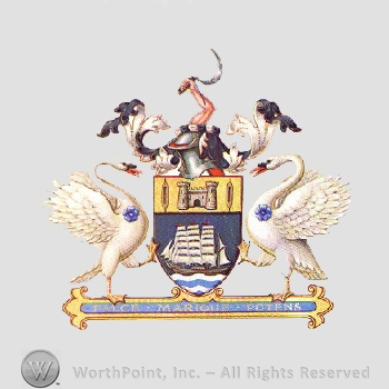 Mark with Heraldry: sickle, hand, helmet, shield, | #522657