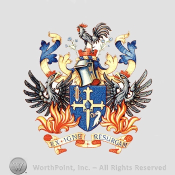 Mark with Heraldry: rooster, flax flowers, crown, | #522660