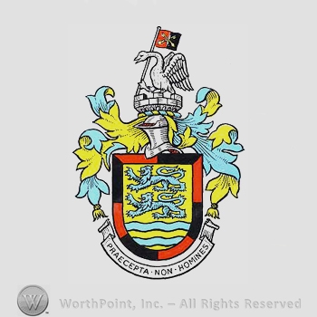 Mark with Heraldry: A swan holding a flag atop a | #526633