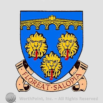 Mark with Heraldry: lion's face, bridge, shield. | #526815