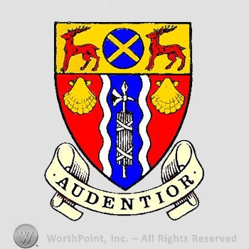 Mark with Heraldry: shield, stags, saltire, disc, | #526984