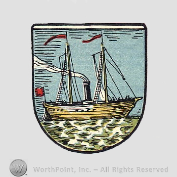 Mark with Heraldry: ship, flags, waves, blue sky, | #531256