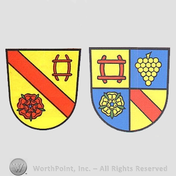 Mark with Heraldry: shields, grapes, roses, red | #532284